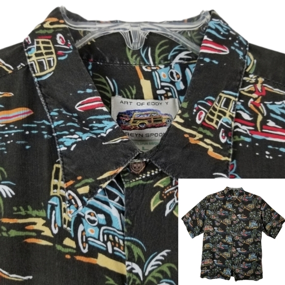 Reyn Spooner Shirts Reyn Spooner Art Of Eddy Y Mens Hawaiian Shirt Camp Large Surf Woody